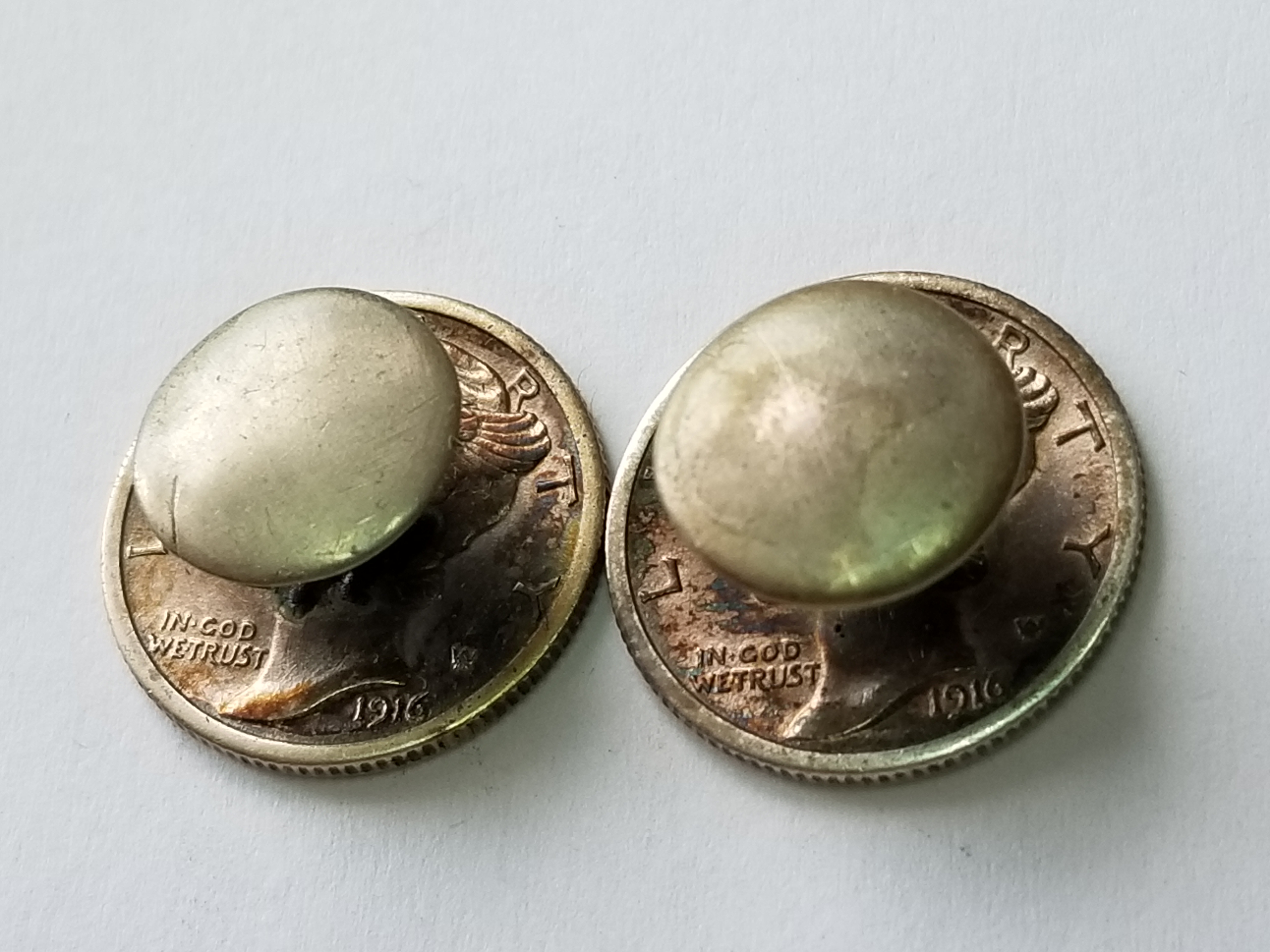 2 1916 S Mercury Dimes Made into Cufflinks Real Dimes | Property Room