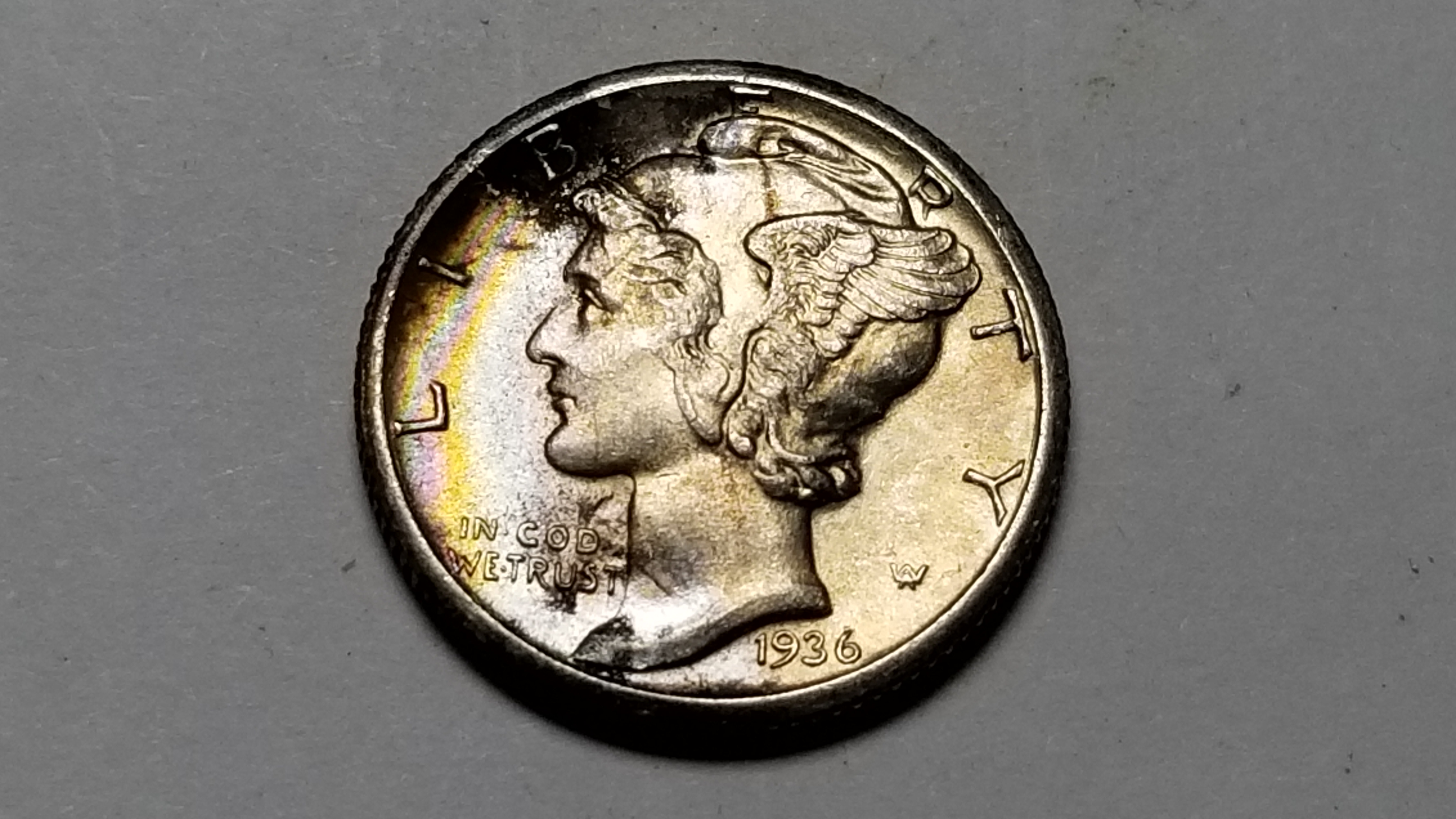 1936 S Mercury Dime Uncirculated Rainbow | Property Room