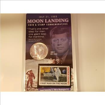 1969 Half Dollar And Stamp Moon Landing Commemorative Set | Property Room
