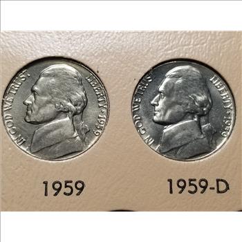 1959 And 1959 D Jefferson Nickel From a BU Set | Property Room
