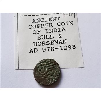 978-1298 Ancient Copper Coin Of India Bull And Horseman | Property Room
