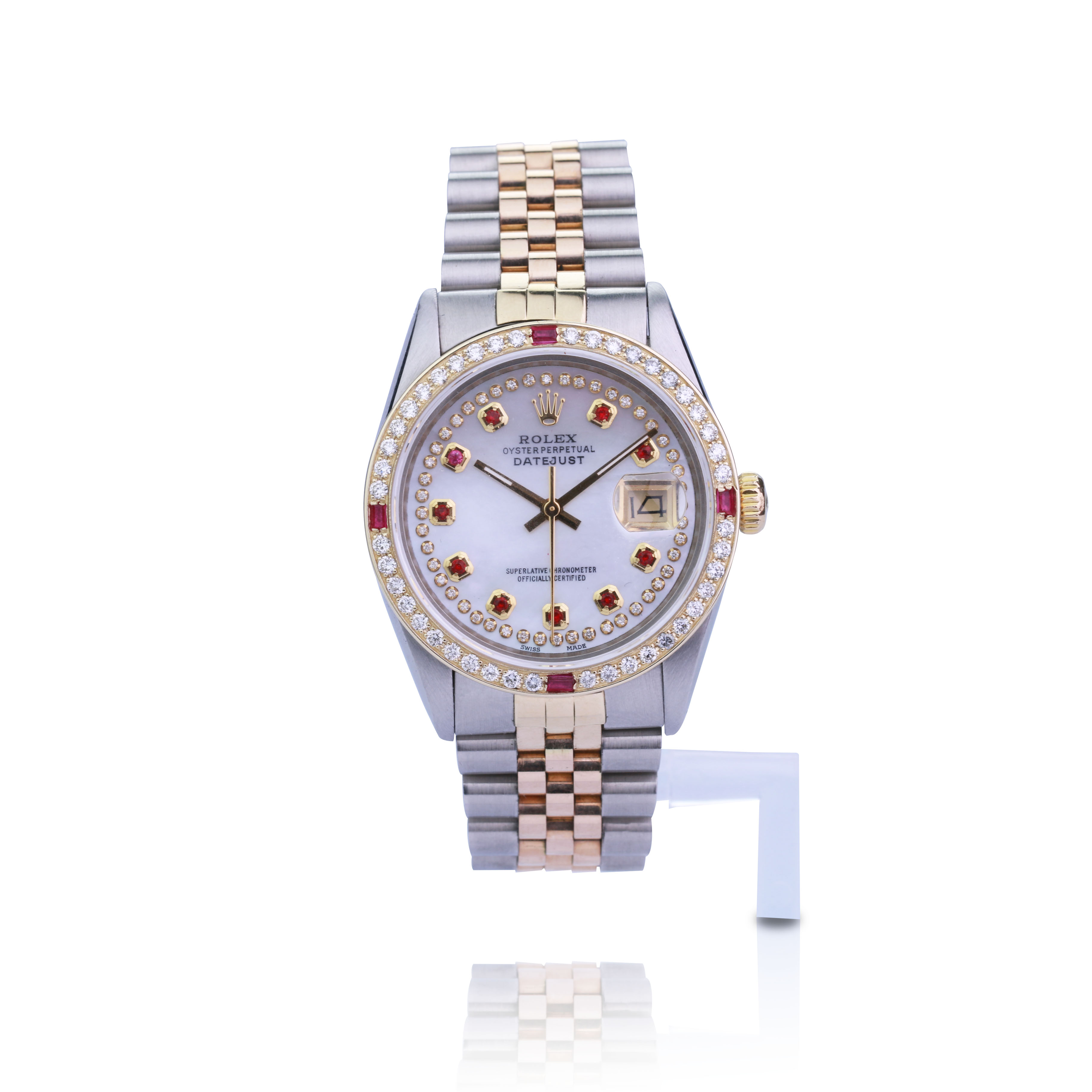 Rolex Mens Datejust 16013 Diamond Ruby Dial Diamond Ruby Bezel 36mm ...