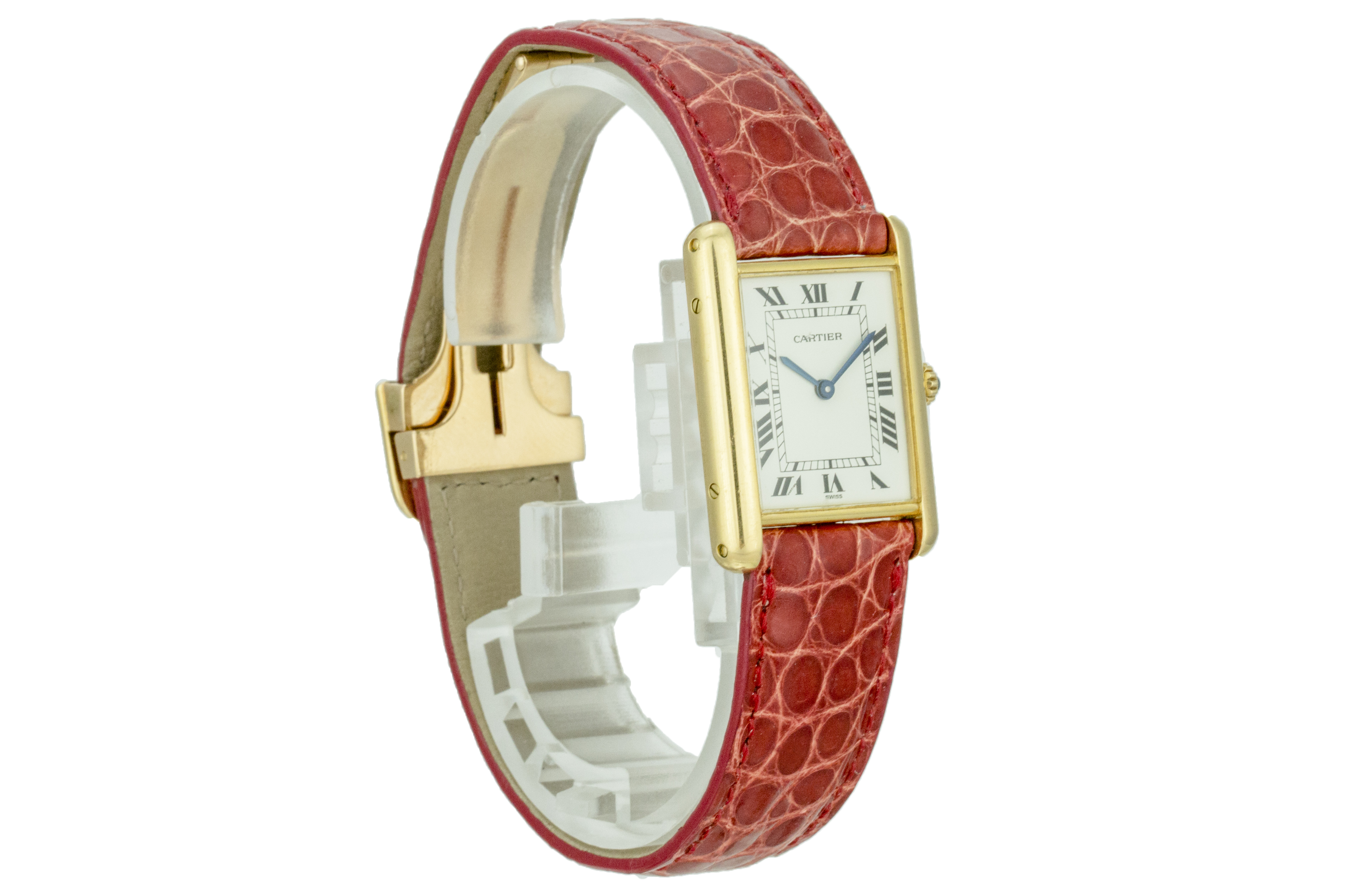 Cartier Classic Paris Solid 18k Yellow Gold 29 mm Biege Dial Orange Red ...