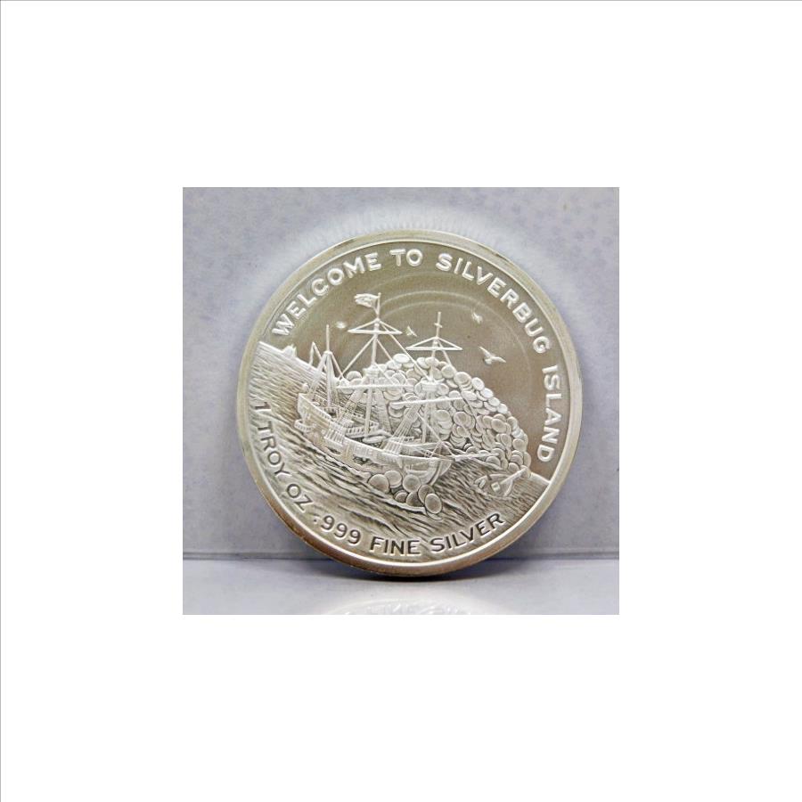1 oz .999 Fine Silver Silverbug Island Pirate Ship Coin | Property Room