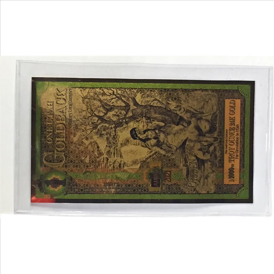 1 Utah Goldback*1/1000 Troy Ounce of 24K Gold*For Circulation in Utah ...