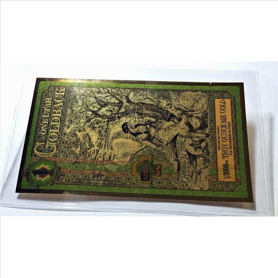 1 Utah Goldback*1/1000 Troy Ounce of 24K Gold*For Circulation in Utah ...