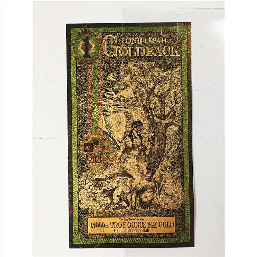 1 Utah Goldback*1/1000 Troy Ounce of 24K Gold*For Circulation in Utah ...