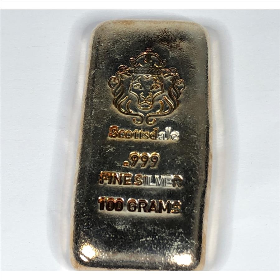 100 Grams .999 Fine Silver Bar*Scottsdale Mint | Property Room