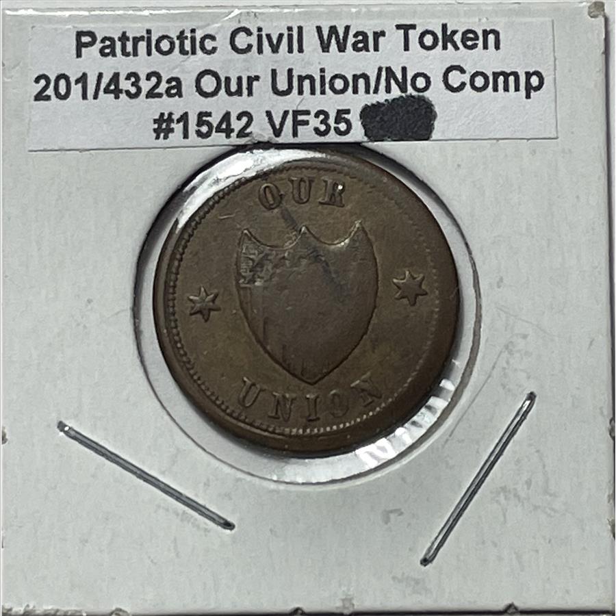 1863 Patriotic Civil War Token - Our Union - No Compromise | Property Room