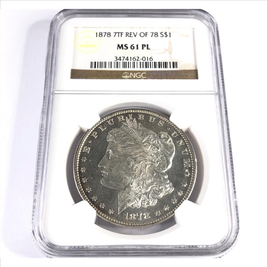 1878 7 Tail Feather Reverse of 1878 MS61 Proof Like NGC Graded Morgan ...