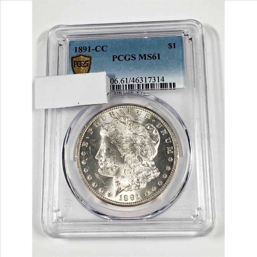 1891-CC Morgan Silver Dollar*Graded MS61 by PCGS*Gold Label | Property Room
