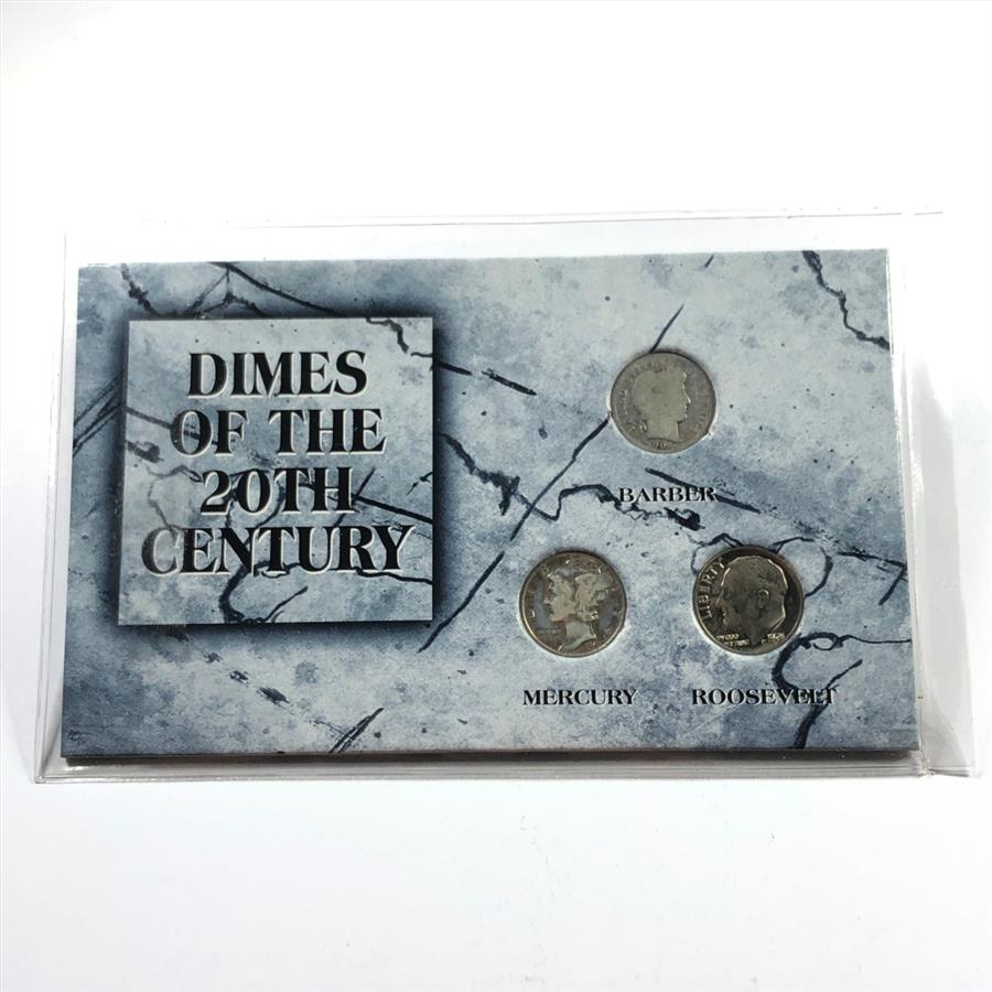 1906 Silver Barber Dime, 1941 Silver Mercury Head Dime and 1973 ...