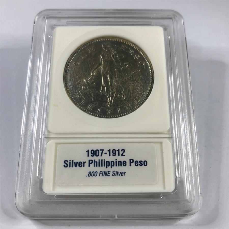 1908 Silver Philippines One Peso*Wartime Issue*High Grade in Custom ...