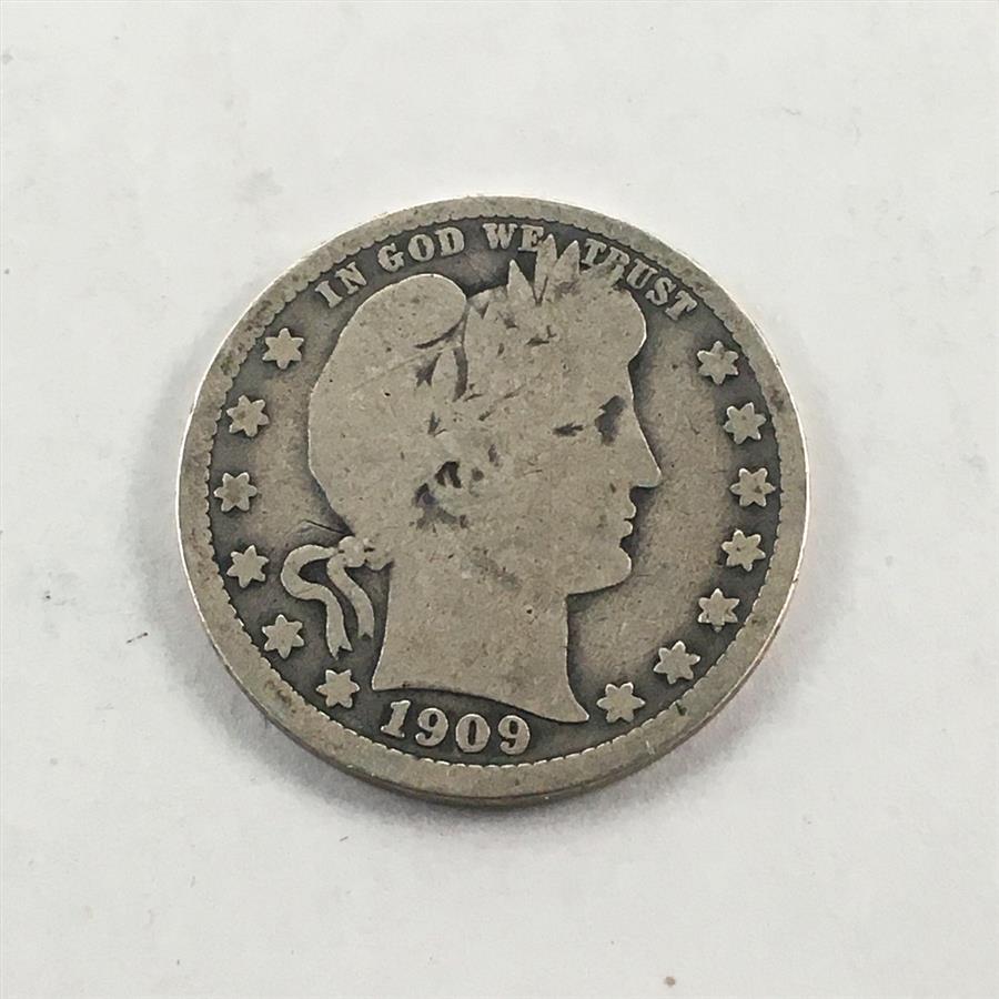 1909 Silver Barber Quarter | Property Room