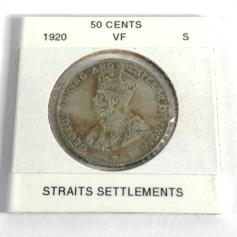 1920 Straits Settlements Silver 50 Cent Coin High Grade | Property Room