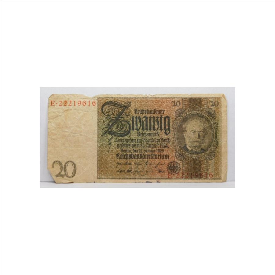 1929 German Bank Note 20 Reichsmarks | Property Room