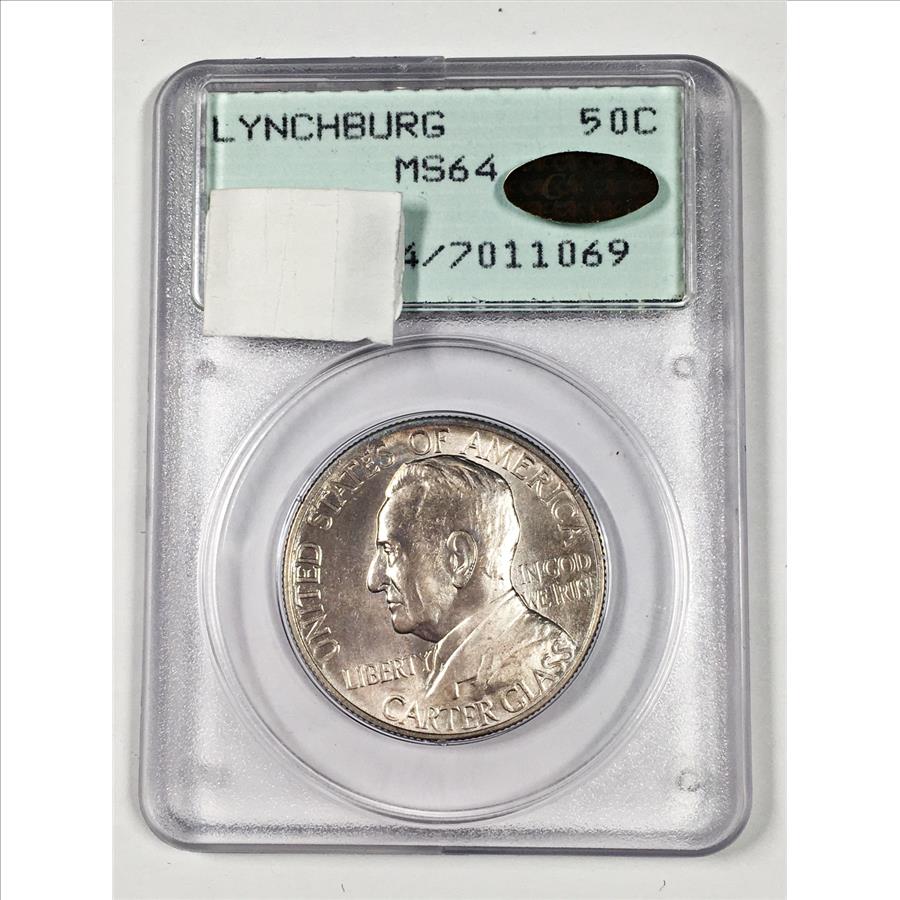 1936 50c "Lynchburg" Commerative MS64 Graded by PCGS in Rattler Holder ...