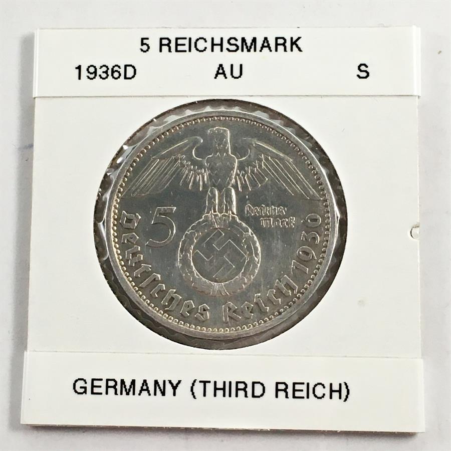 1936D Germany (third reich) Silver 5 Reichsmark Coin*High Grade ...