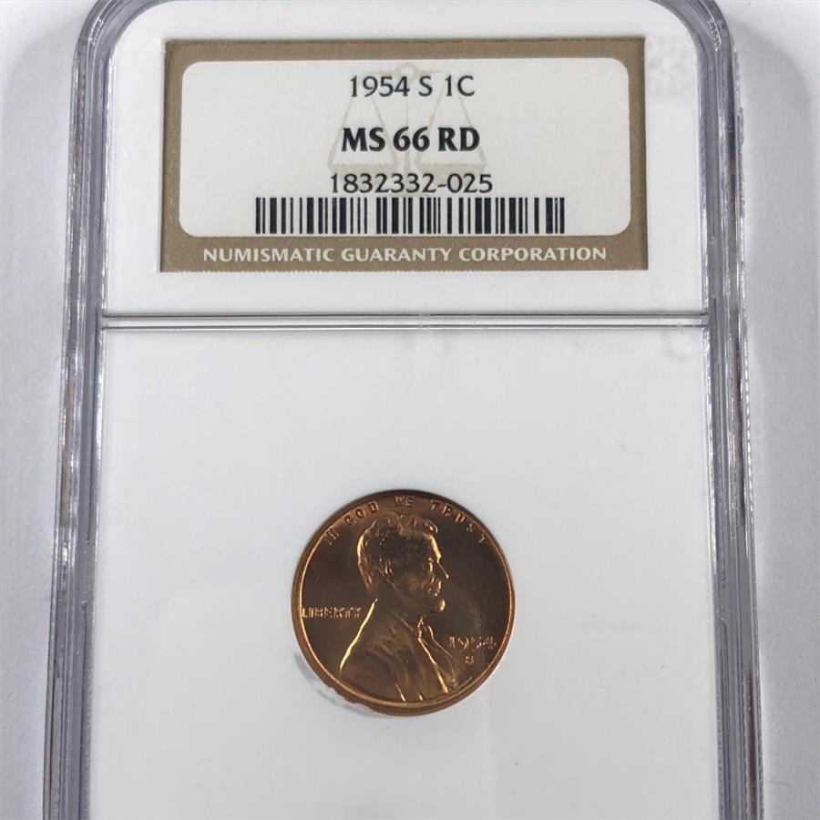 1954-S Lincoln Head Wheat Cent*Graded MS66 RD by NGC | Property Room
