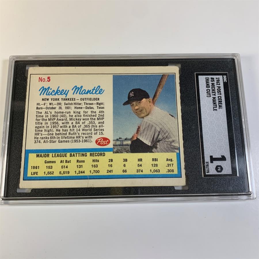 1962 Post Cereal Mickey Mantle Authenticated and Graded by SGC ...