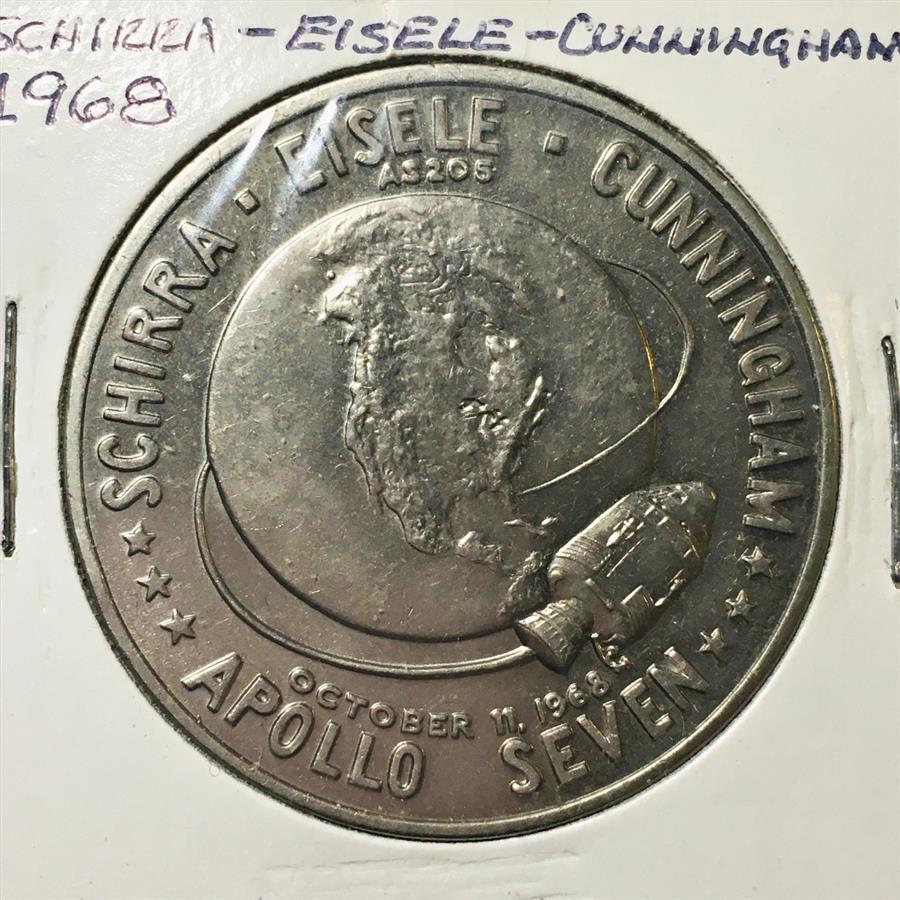 1968 Apollo Seven Medallion*Project Apollo*White Metal*38mm | Property Room