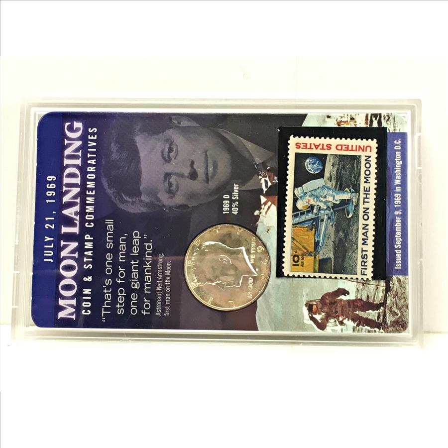 1969-D Kennedy Half Dollar and 1969 10c First Man on the Moon ...