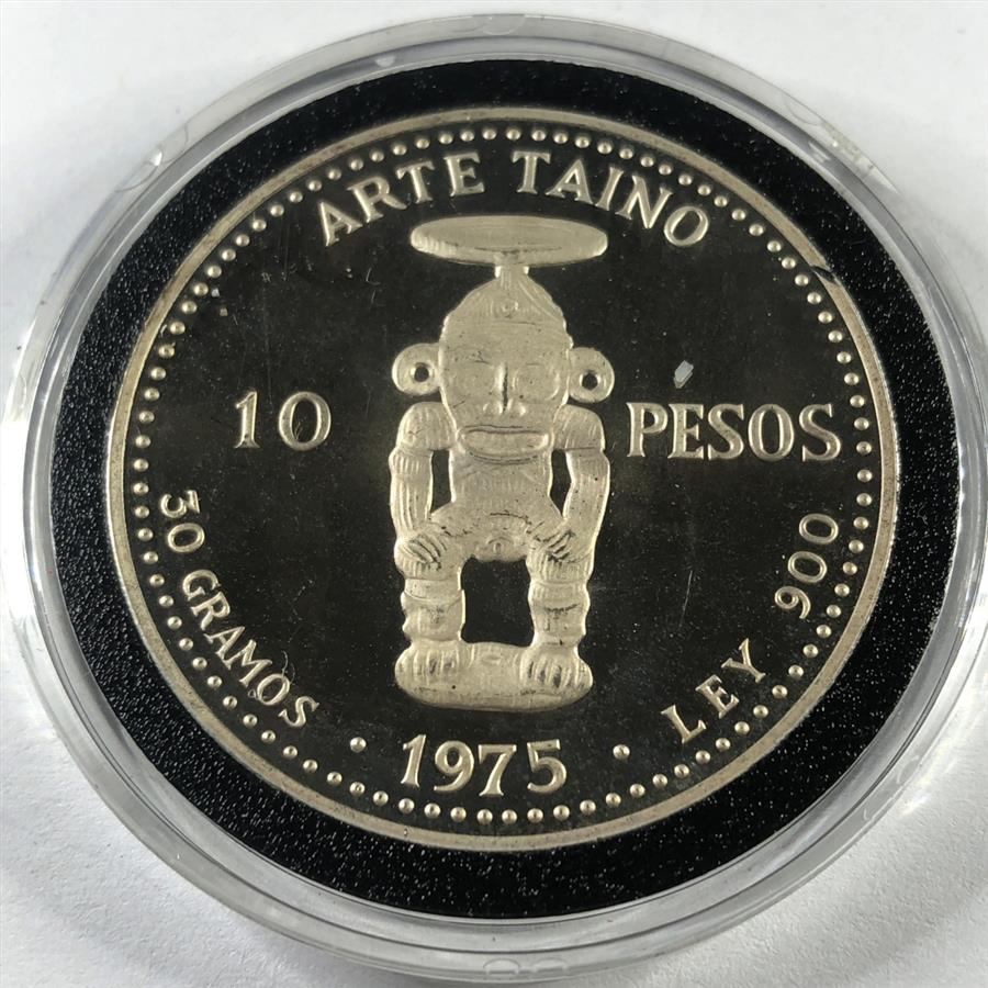 1975 Dominican Republic Proof Silver 10 Pesos-Pueblo Viejo Mint*Deep ...