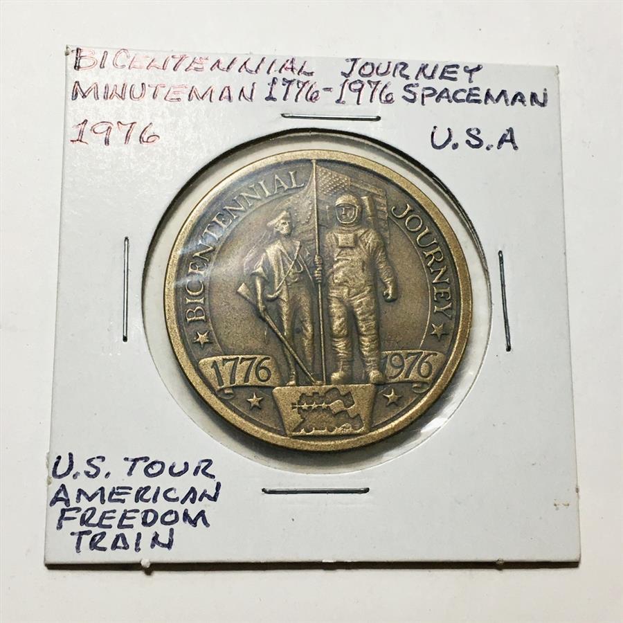 1976 Bicentennial Journey Minuteman/Spaceman Medallion*Bronze*38mm | Property Room