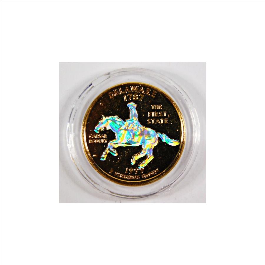 1999-P Hologram 24K Gold Layered Delaware State Quarter*Uncirculated in ...