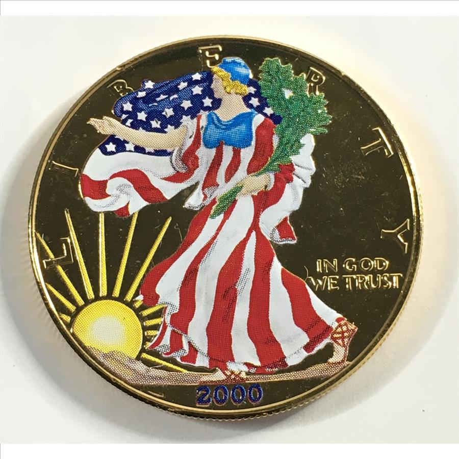 2000 24K Gold Layered and Colorized American Silver Eagle*1oz .999 Fine ...
