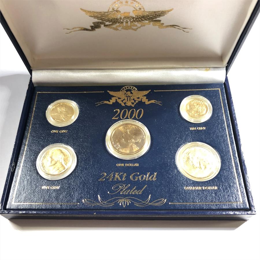 2000 24K Gold Layered Mint Set*Includes Sacagawea Commemorative Dollar ...
