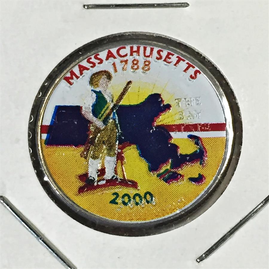 2000-P Colorized Massachusetts Commemorative State Quarter*High Grade ...
