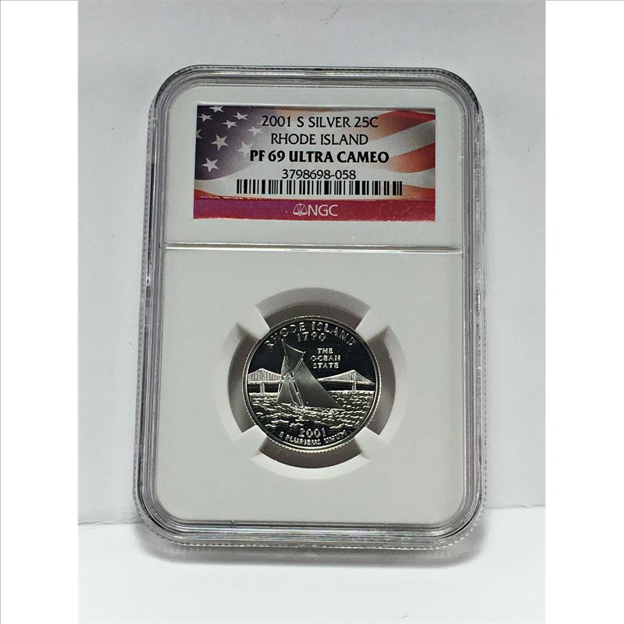 2001-S Proof Silver Rhode Island State Commemorative Washington Quarter ...