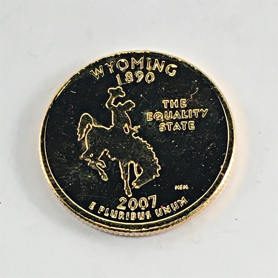 2007-P 24K Gold Layered Wyoming State Commemorative Washington Quarter ...