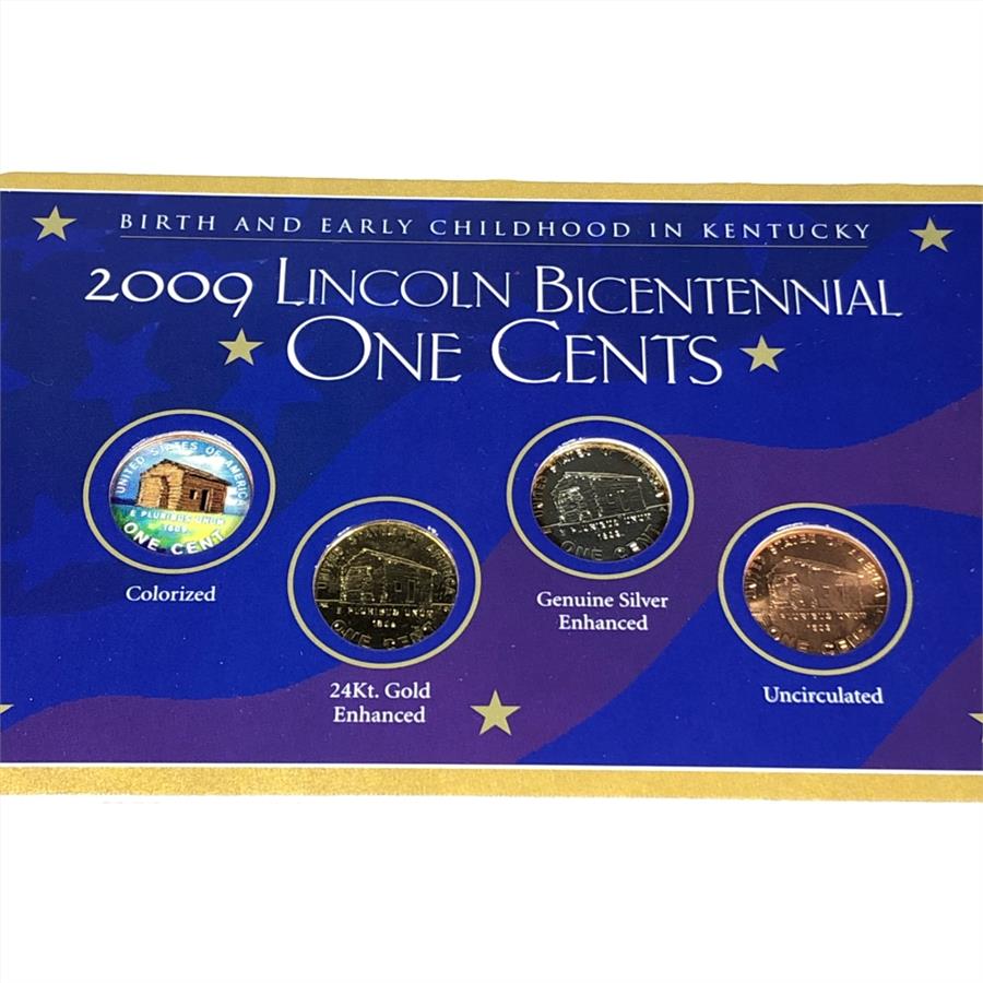 2009 Lincoln Bicentennial Cents*Log Cabin*Colorized, 24K Gold Layered ...