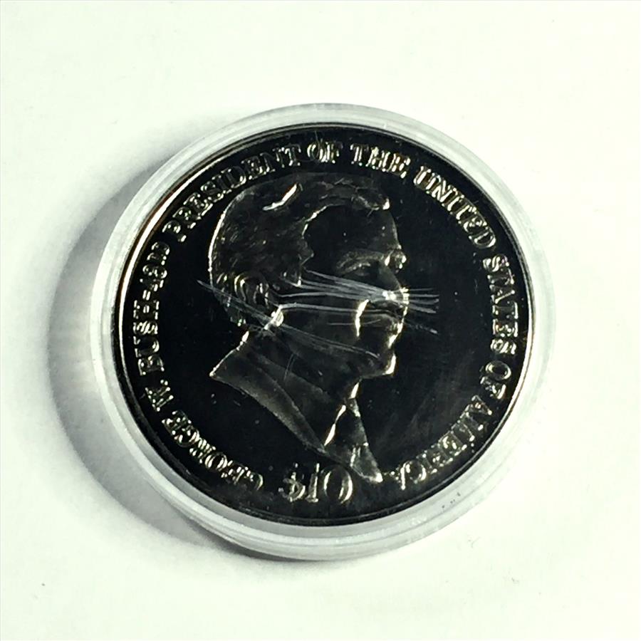 2014 Republic of Liberia $10 George W. Bush Coin*Proof*Scratches are on ...