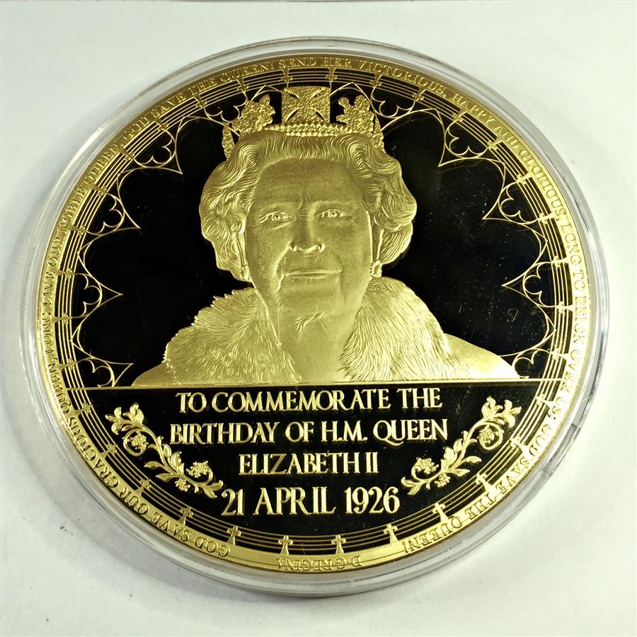 2015 24K Gold Layered Medallion Commemorating the Birthday of H.M ...