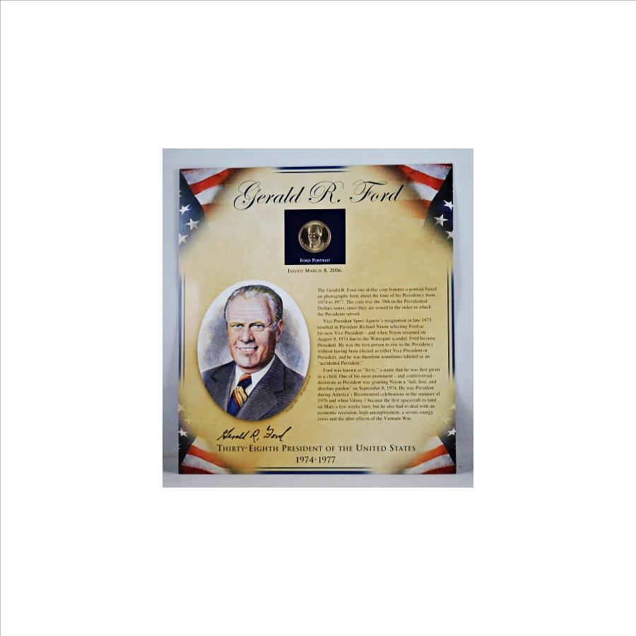 2016 Gerald R. Ford Commemorative Presidential Dollar*Encased in 9" x ...