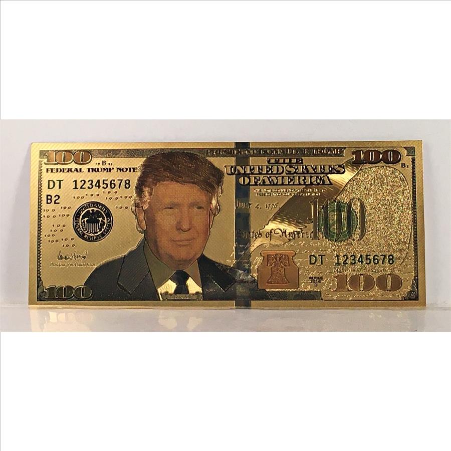 24K Gold Foil $100 President Donald Trump Replica Note | Property Room