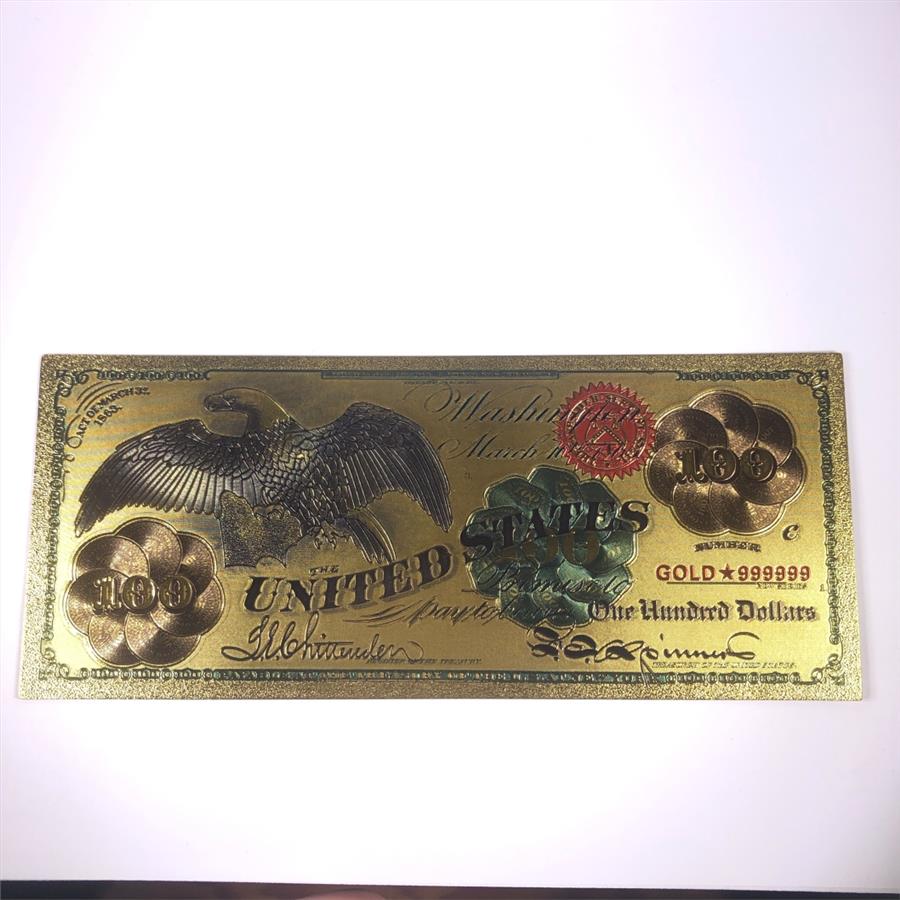 24K Gold Foil 1863 $100 National Bank Note Replica*Large Note in ...