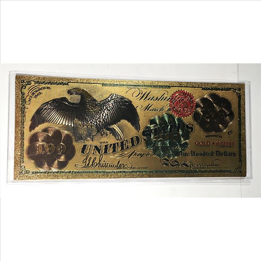 24K Gold Foil 1863 $100 National Bank Note Replica*Large Note in ...