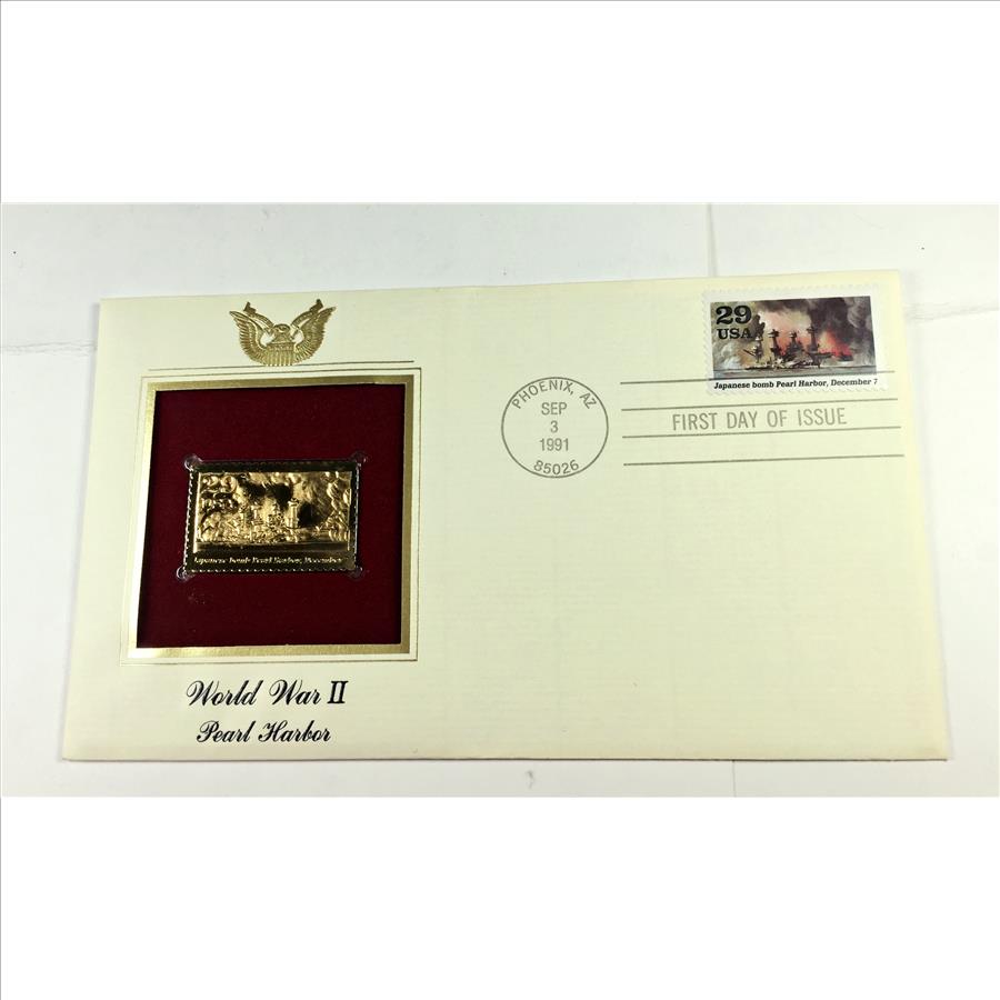 24K Gold Foil Stamp Replica*29c Pearl Harbor Stamp; World War II ...