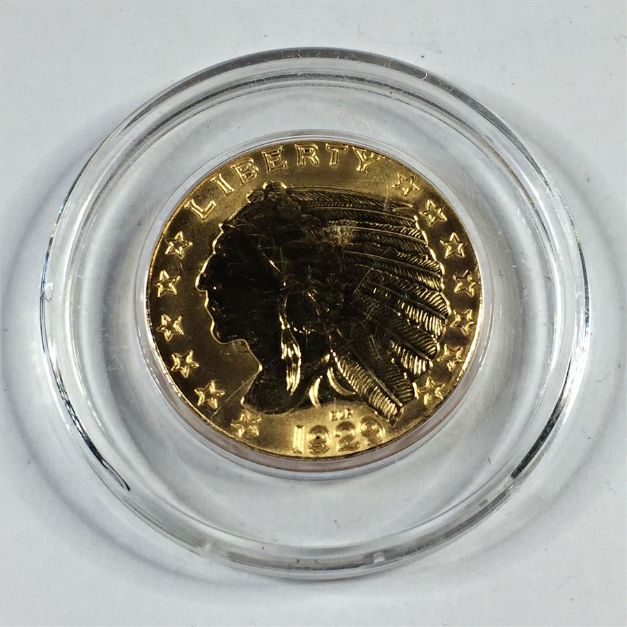 24K Gold Layered 1929 $5 Indian*Proof*In Protective Capsule | Property Room