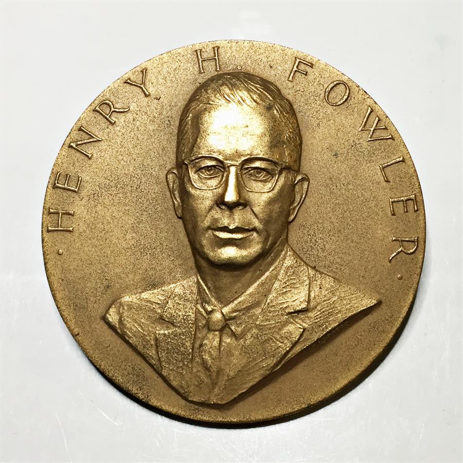 3' Bronze High Relief Medallion Commemorating Henry H. Fowler*Treasury ...