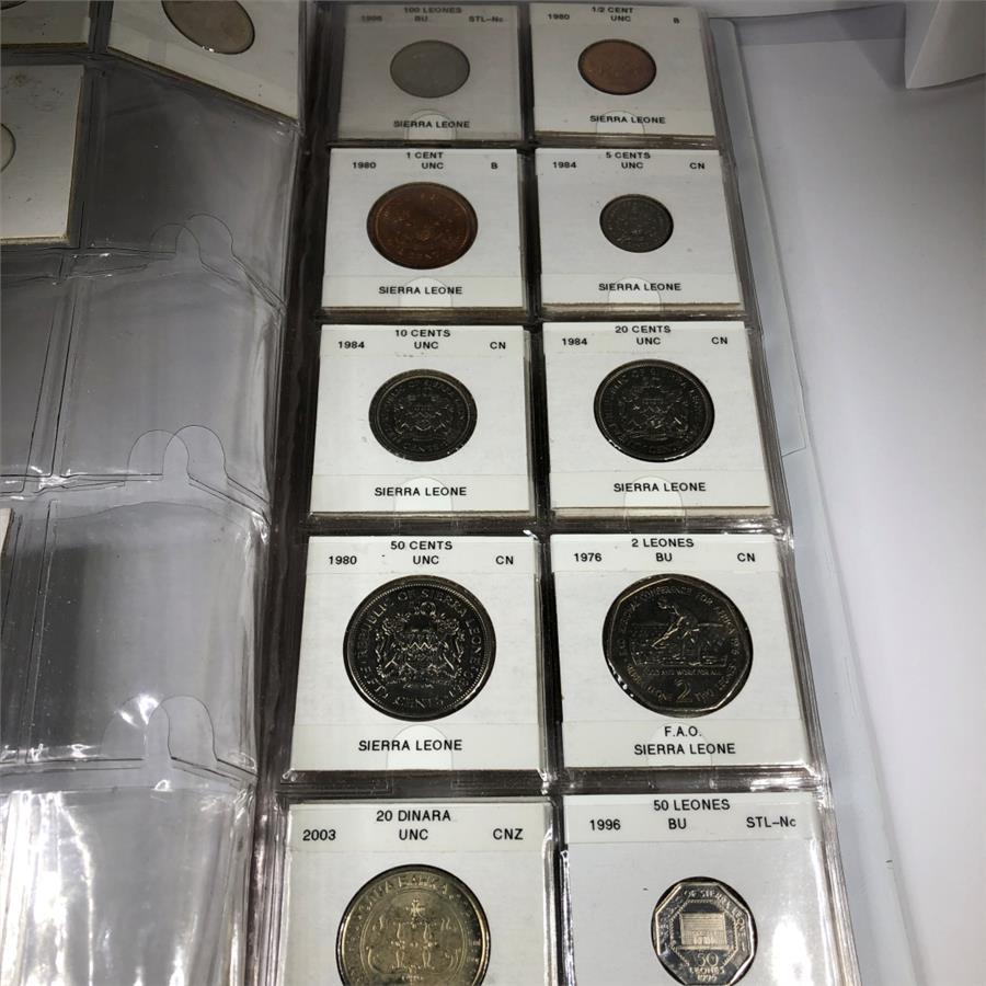 45 Different World Coin Collection in Album Sierre Leone Singapore ...