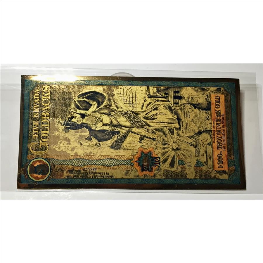 5 Nevada Goldbacks*1/200th Troy Ounces of 24K Gold*For Circulation in ...