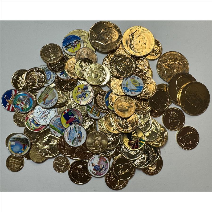 Dealer Lot of $61+ Gold Layered and Colorized Coins | Property Room