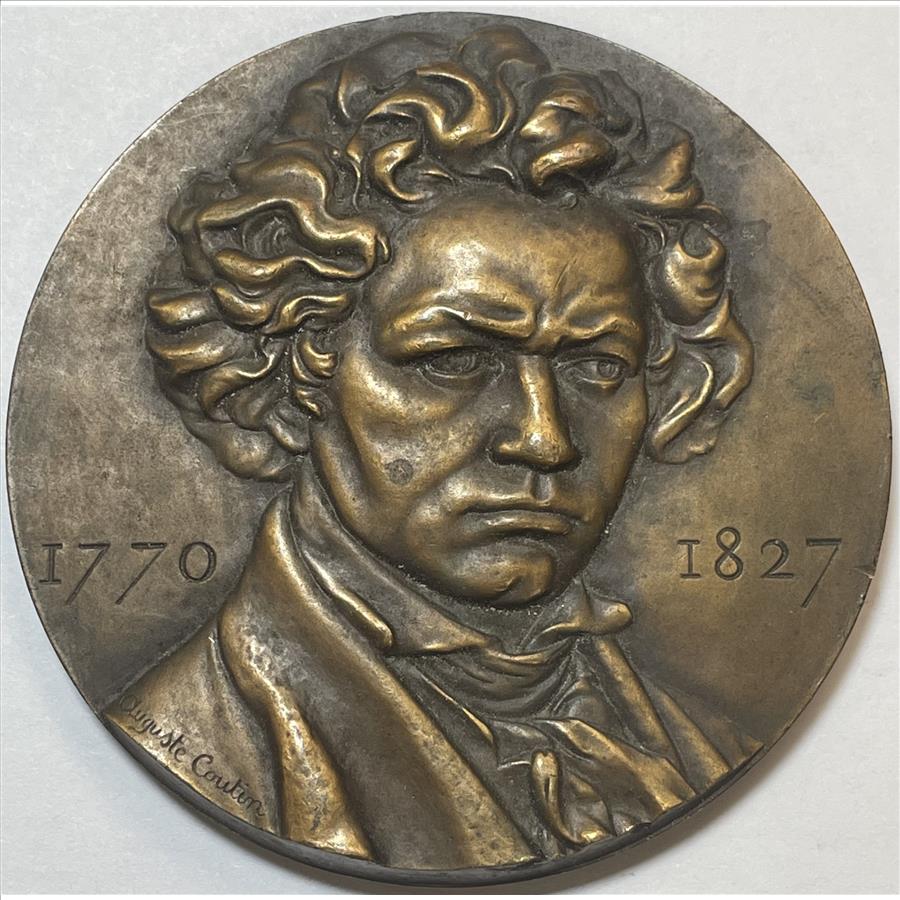 1827 High Relief Ludwig Van Beethoven Commemorative Bronze Medal - 2 1/ ...