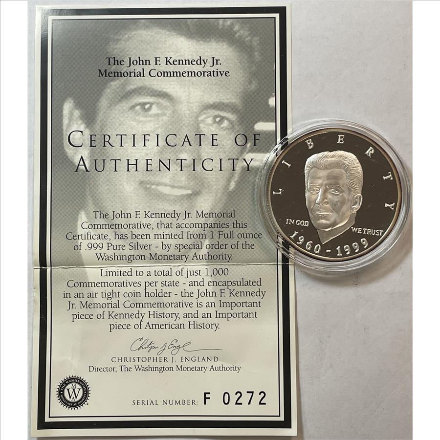 1 oz .999 Fine Silver 1999 John F. Kennedy Jr. Memorial Proof ...