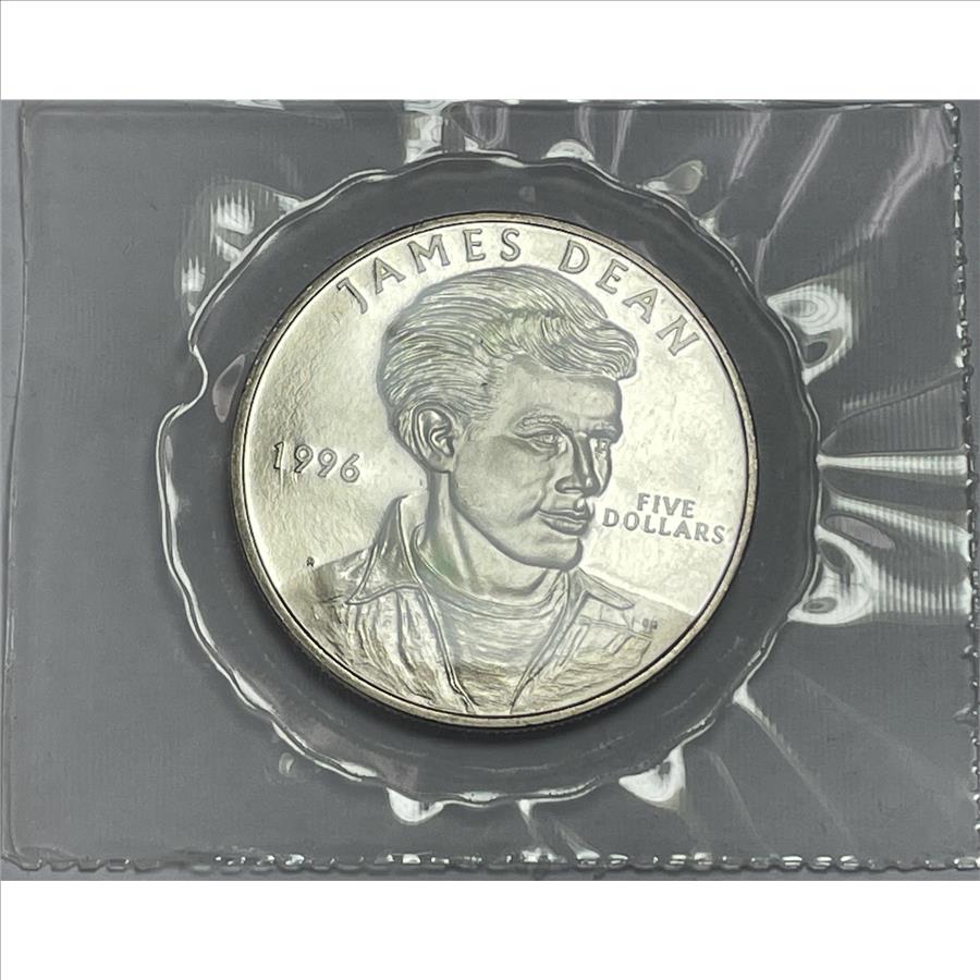 1996 $5 James Dean Commemorative Coin in Original Mint Sealed Packaging ...